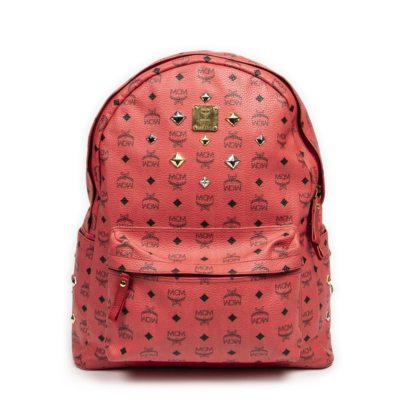 MCM | Bags | Mcm Large Stark Studded Backpack In Red Visetos Coated ...
